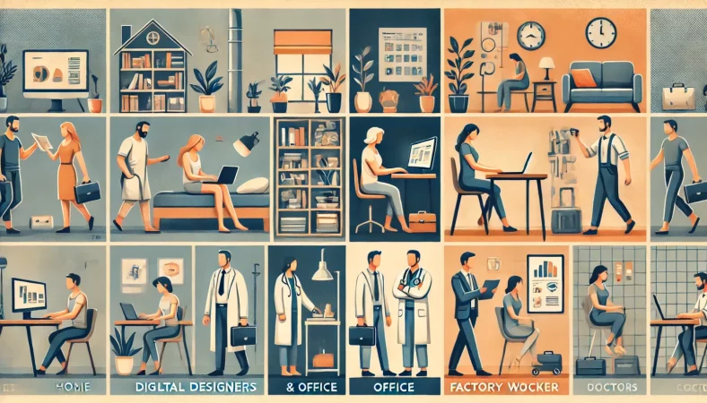 DALL·E 2025-03-06 20.08.02 - A visual representation of different work ...